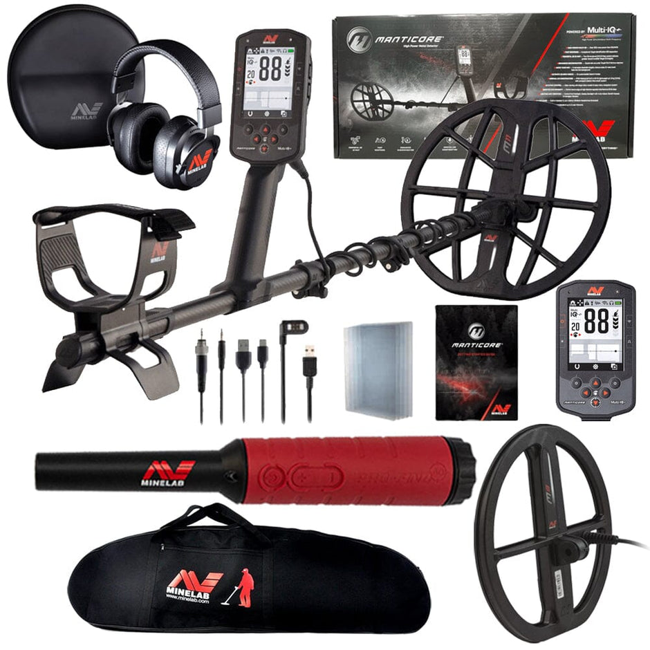 Minelab Manticore High Power Metal Detector 9" Coil, 11" Coil, M8 and – High Plains Prospectors