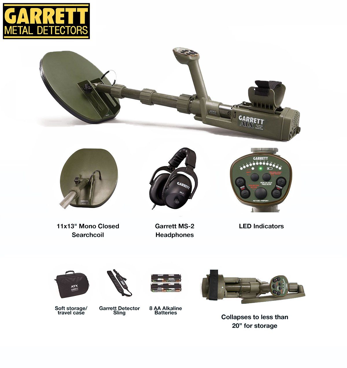 Garrett ATX with NEW 11"x 13" Mono Closed Search Coil – High Plains ...